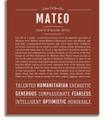 Mateo Personalized Name Meaning Art Prints – Name Stories