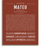 Mateo Personalized Name Meaning Art Prints – Name Stories