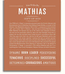 Mathias Personalized Name Meaning Art Prints – Name Stories