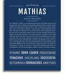 Mathias Personalized Name Meaning Art Prints – Name Stories