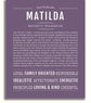 Matilda Personalized Name Meaning Art Prints – Name Stories
