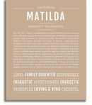Matilda Personalized Name Meaning Art Prints – Name Stories