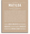Matilda Personalized Name Meaning Art Prints – Name Stories