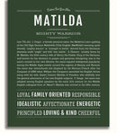 Matilda Personalized Name Meaning Art Prints – Name Stories