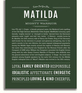 Matilda Personalized Name Meaning Art Prints – Name Stories