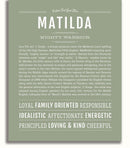 Matilda Personalized Name Meaning Art Prints – Name Stories