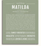 Matilda Personalized Name Meaning Art Prints – Name Stories