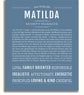 Matilda Personalized Name Meaning Art Prints – Name Stories