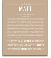 Matt Personalized Name Meaning Art Prints – Name Stories