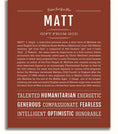 Matt Personalized Name Meaning Art Prints – Name Stories