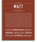 Matt Personalized Name Meaning Art Prints – Name Stories