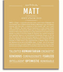 Matt Personalized Name Meaning Art Prints – Name Stories