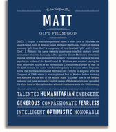 Matt Personalized Name Meaning Art Prints – Name Stories