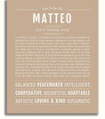 Matteo | Name Art Print – Name Stories