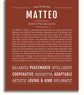 Matteo Personalized Name Meaning Art Prints – Name Stories