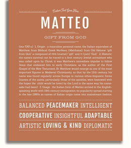 Matteo | Name Art Print – Name Stories