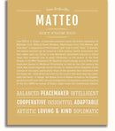 Matteo Personalized Name Meaning Art Prints – Name Stories