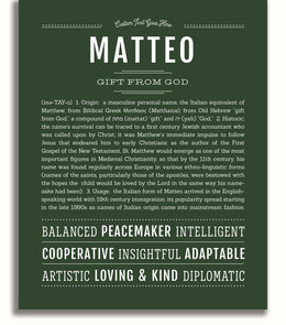 Matteo | Name Art Print – Name Stories