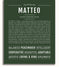 Matteo Personalized Name Meaning Art Prints – Name Stories