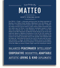 Matteo Personalized Name Meaning Art Prints – Name Stories