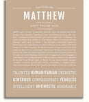 Matthew Personalized Name Meaning Art Prints – Name Stories