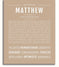 Matthew Personalized Name Meaning Art Prints – Name Stories