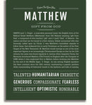 Matthew Personalized Name Meaning Art Prints – Name Stories