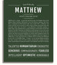 Matthew Personalized Name Meaning Art Prints – Name Stories