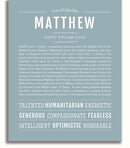 Matthew Personalized Name Meaning Art Prints – Name Stories