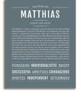 Matthias Personalized Name Meaning Art Prints – Name Stories