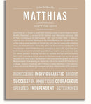 Matthias Personalized Name Meaning Art Prints – Name Stories