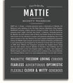 Mattie Personalized Name Meaning Art Prints – Name Stories
