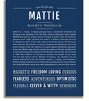 Mattie Personalized Name Meaning Art Prints – Name Stories