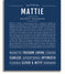 Mattie Personalized Name Meaning Art Prints – Name Stories