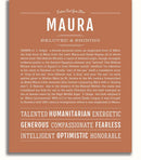 Maura Personalized Name Meaning Art Prints – Name Stories