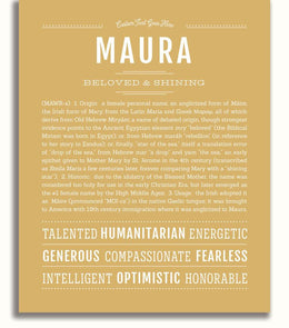 Maura Personalized Name Meaning Art Prints – Name Stories