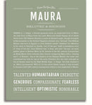 Maura Personalized Name Meaning Art Prints – Name Stories