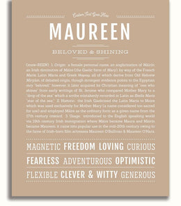 Maureen Personalized Name Meaning Art Prints – Name Stories