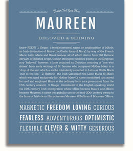 Maureen Personalized Name Meaning Art Prints – Name Stories