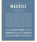Maurice Personalized Name Meaning Art Prints – Name Stories