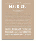 Mauricio Personalized Name Meaning Art Prints – Name Stories