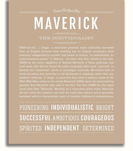 Maverick Personalized Name Meaning Art Prints – Name Stories
