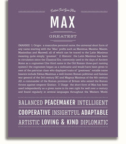 Max Personalized Name Meaning Art Prints – Name Stories