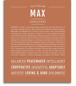 Max Personalized Name Meaning Art Prints – Name Stories