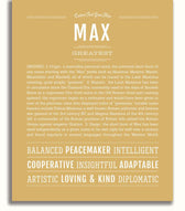 Max Personalized Name Meaning Art Prints – Name Stories