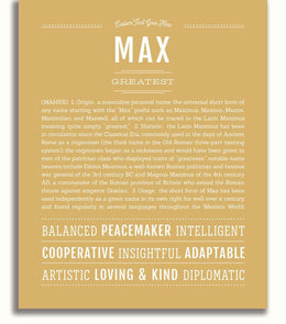 Max Personalized Name Meaning Art Prints – Name Stories