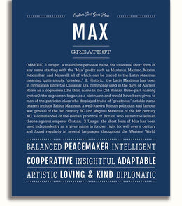 Max Personalized Name Meaning Art Prints – Name Stories
