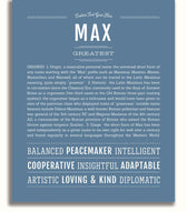 Max Personalized Name Meaning Art Prints – Name Stories