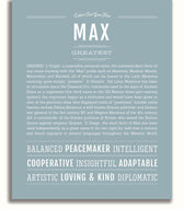 Max Personalized Name Meaning Art Prints – Name Stories