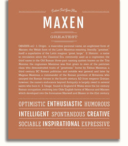Maxen Personalized Name Meaning Art Prints – Name Stories